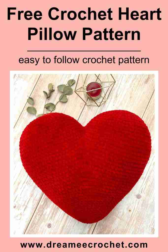 Free Crochet Heart Pillow Pattern: Easy Cushion - Dreamee Crochet