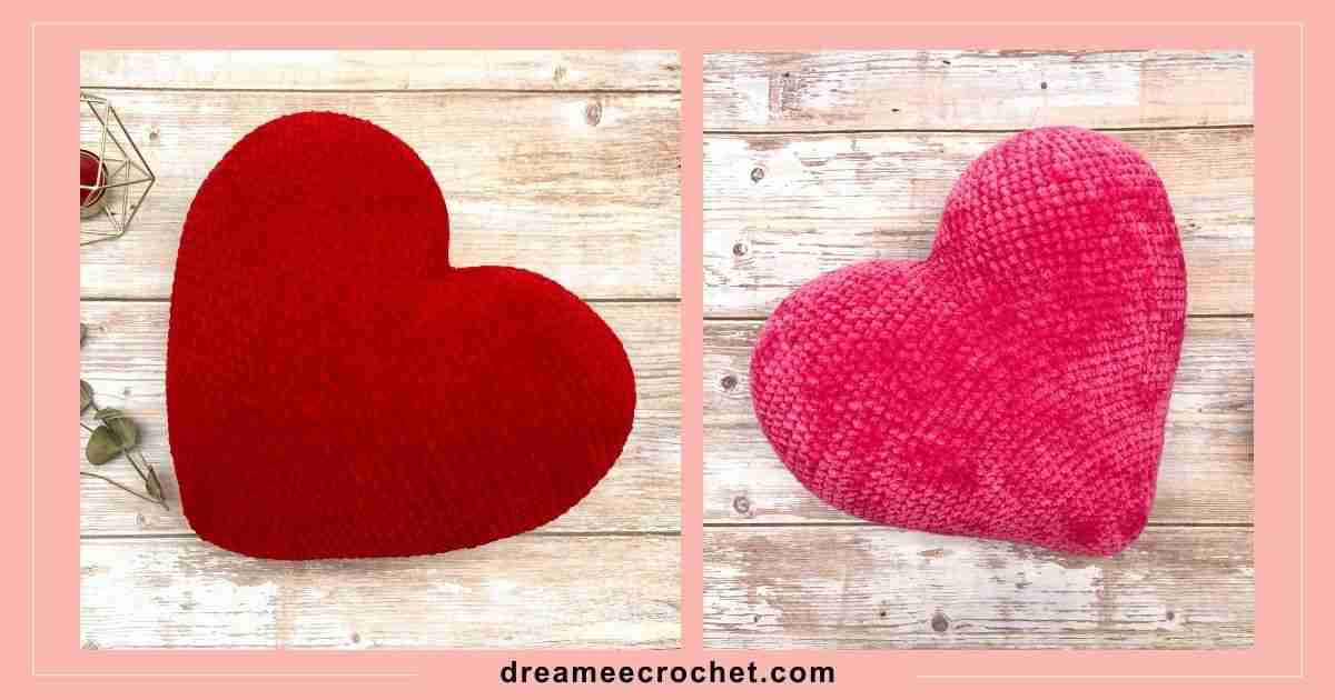 Free Crochet Heart Pillow Pattern: Easy Cushion - Dreamee Crochet