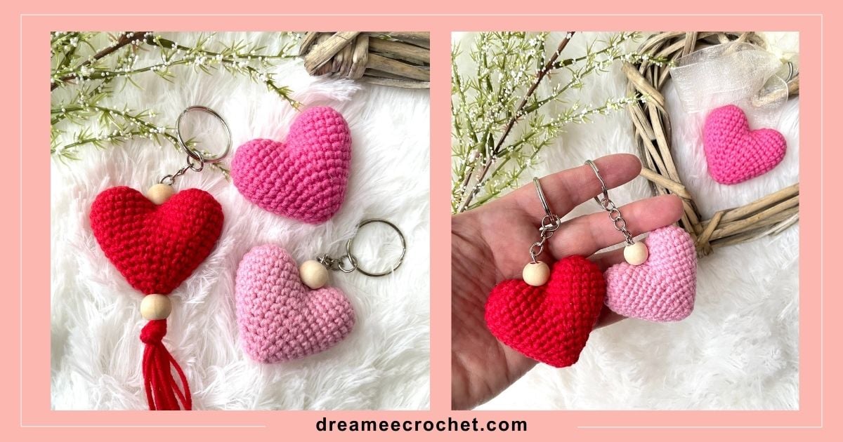 Free Crochet Heart Keychain Pattern: Easy Amigurumi Heart - Dreamee Crochet