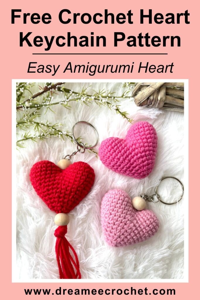 Free Crochet Heart Keychain Pattern: Easy Amigurumi Heart - Dreamee Crochet