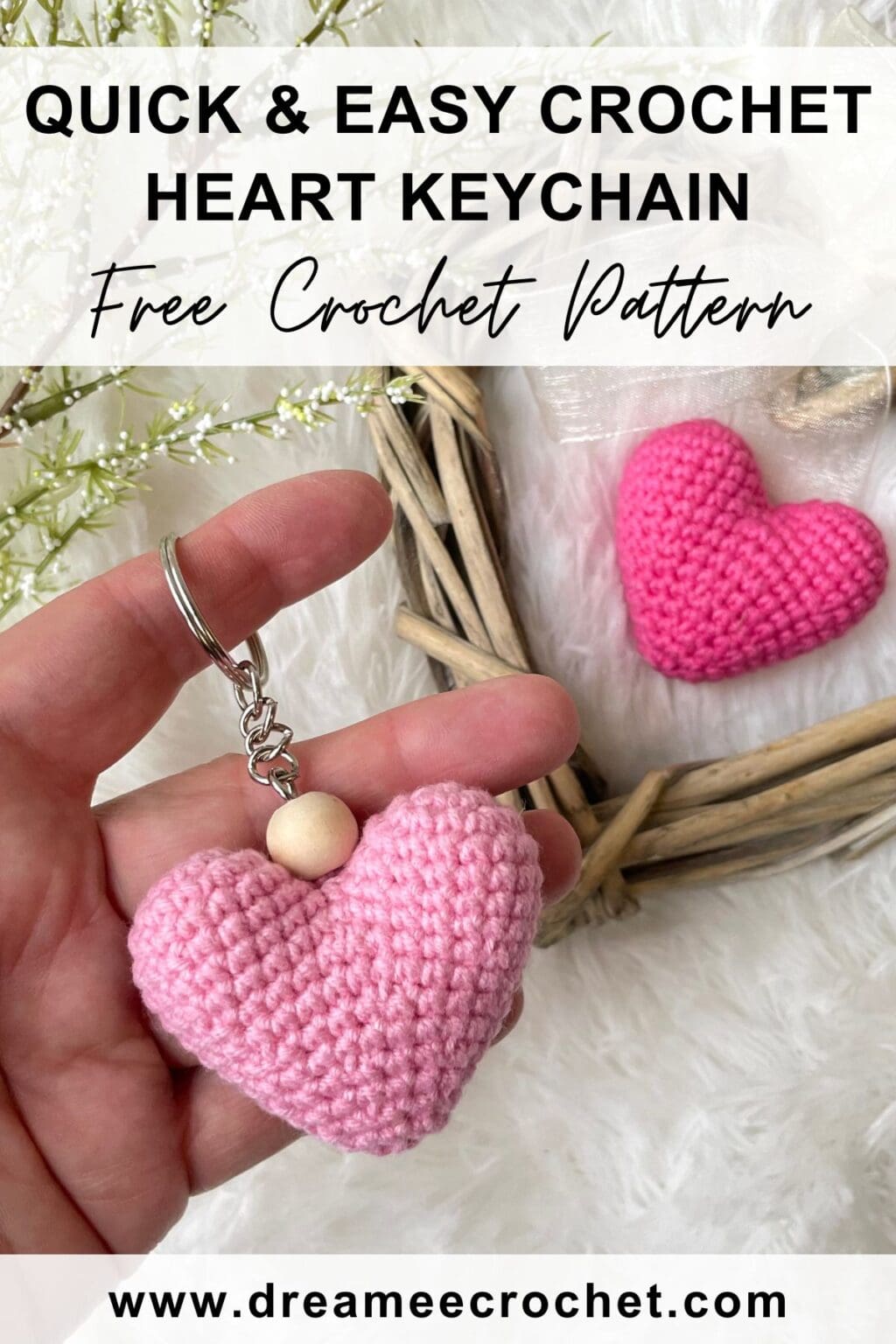Free Crochet Heart Keychain Pattern: Easy Amigurumi Heart - Dreamee Crochet