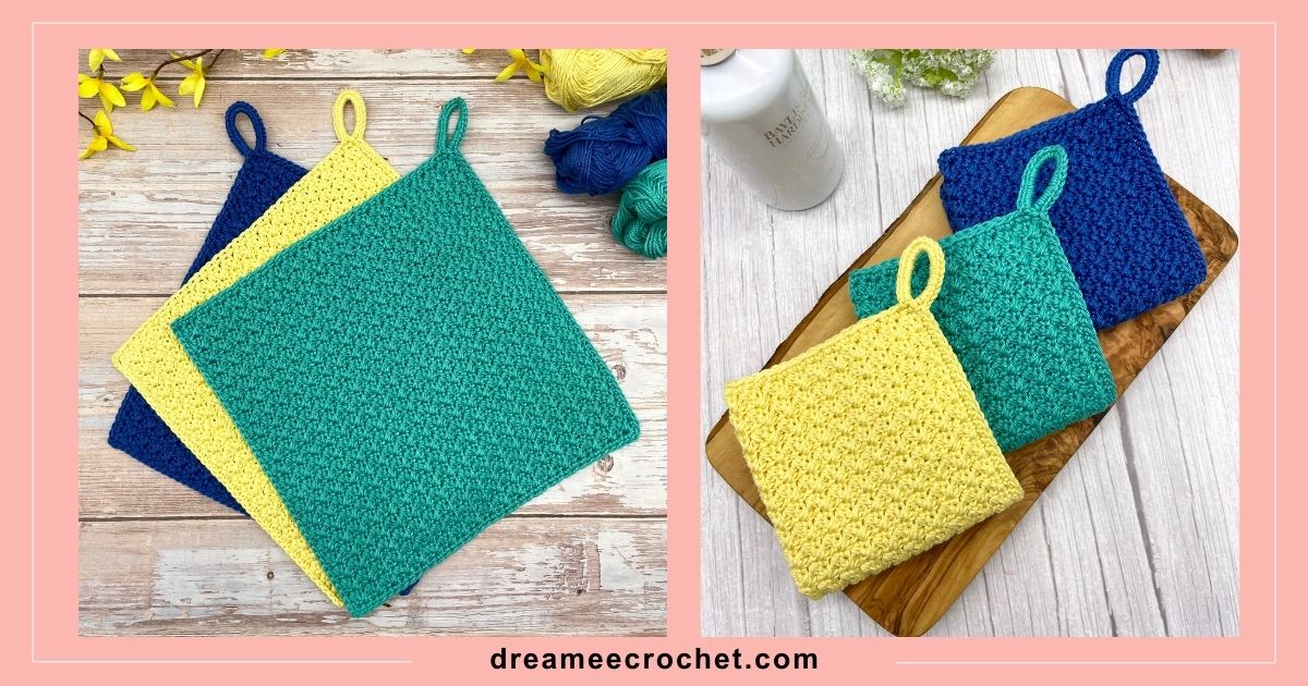Easy Textured Crochet Dishcloth: Free Pattern - Dreamee Crochet